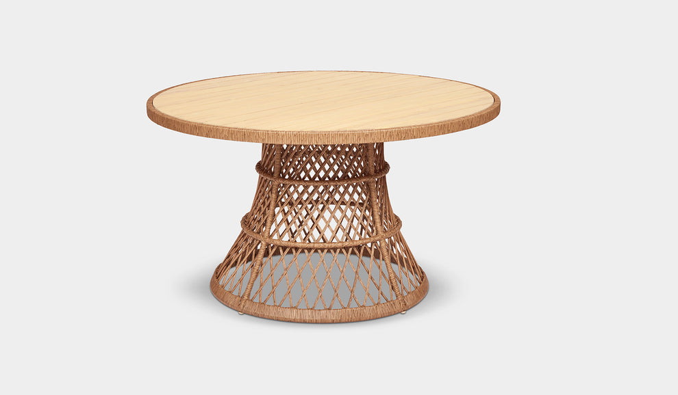 Havana Teak and Wicker Round Dining Table 140cm Rattan Grey – Woodbury ...