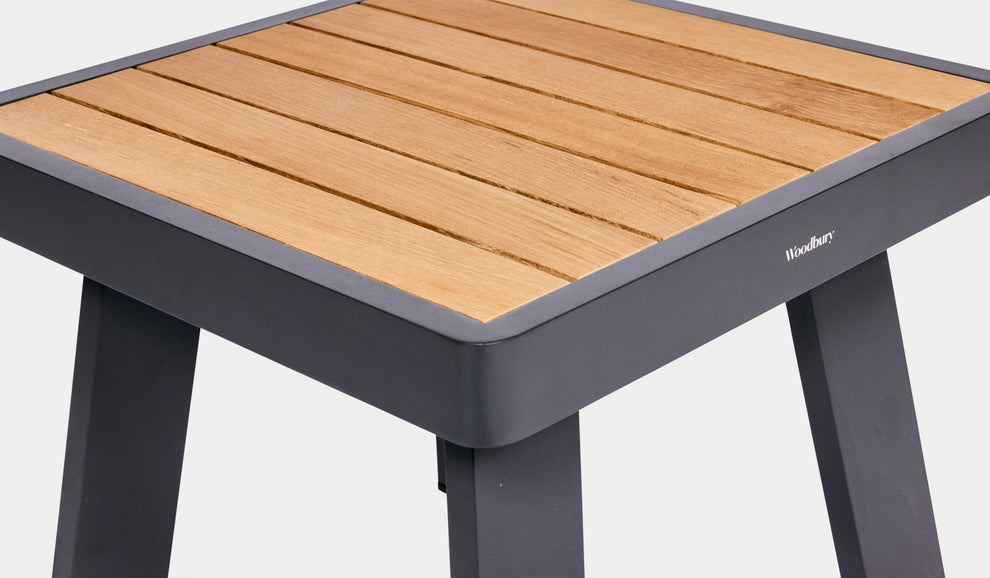 Kai Teak and Aluminium Side Table Charcoal – Woodbury Furniture