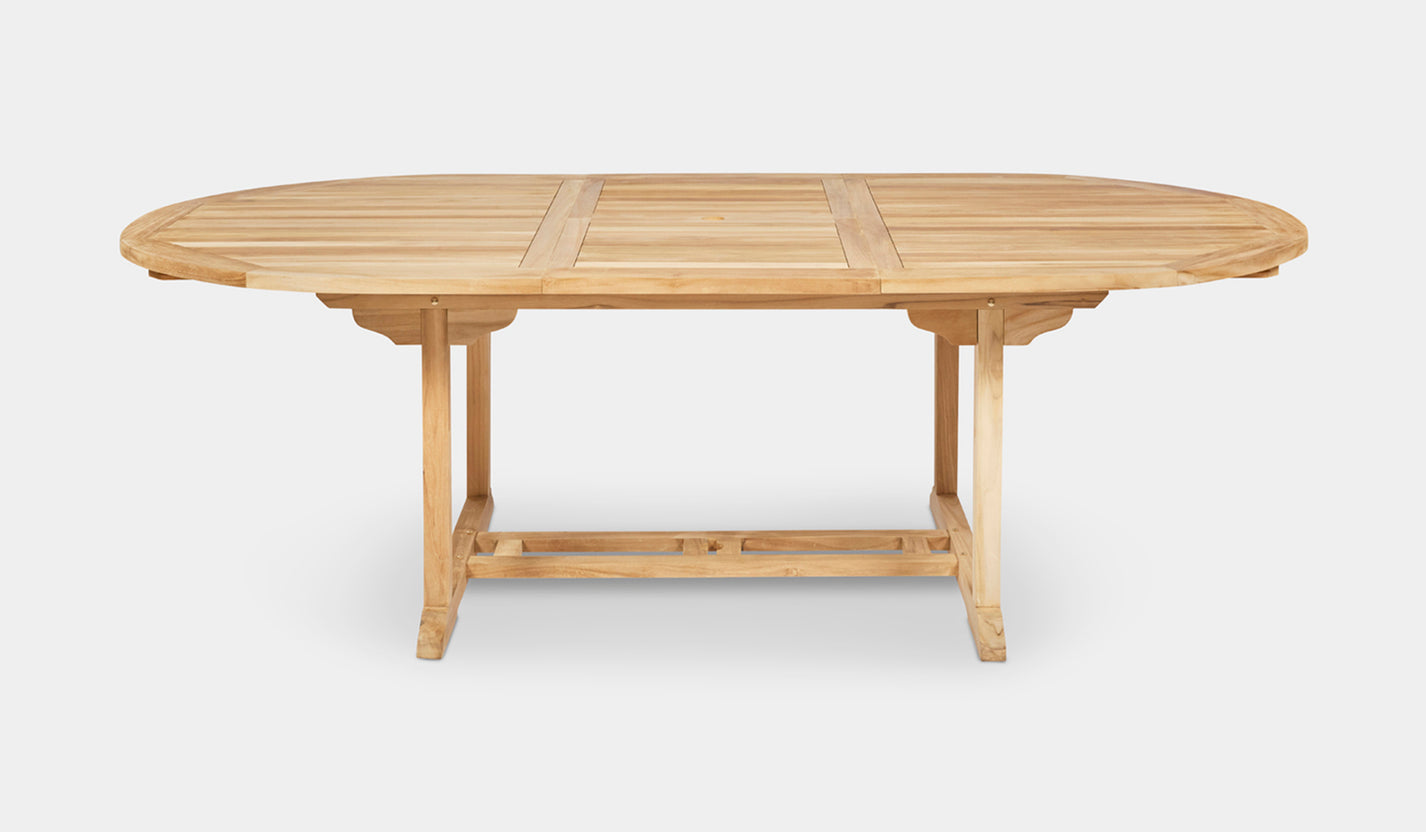 Teak Oval Extending Table 180/240cm – Woodbury Furniture