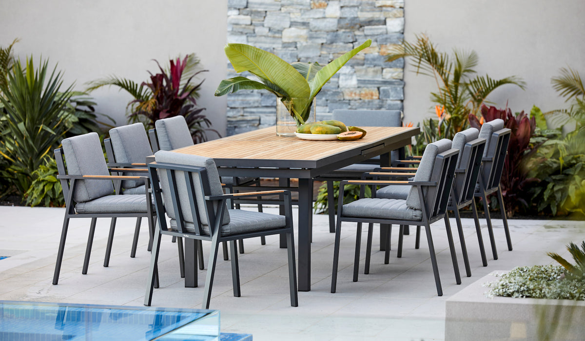 Kai Extendable Outdoor Dining Table Charcoal 280 - 340cm